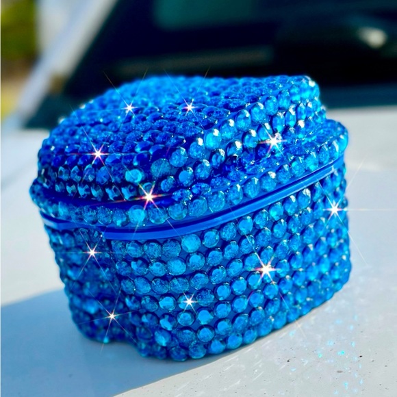 Handmade | Storage & Organization | Bedazzled Royal Blue Denture Case ...